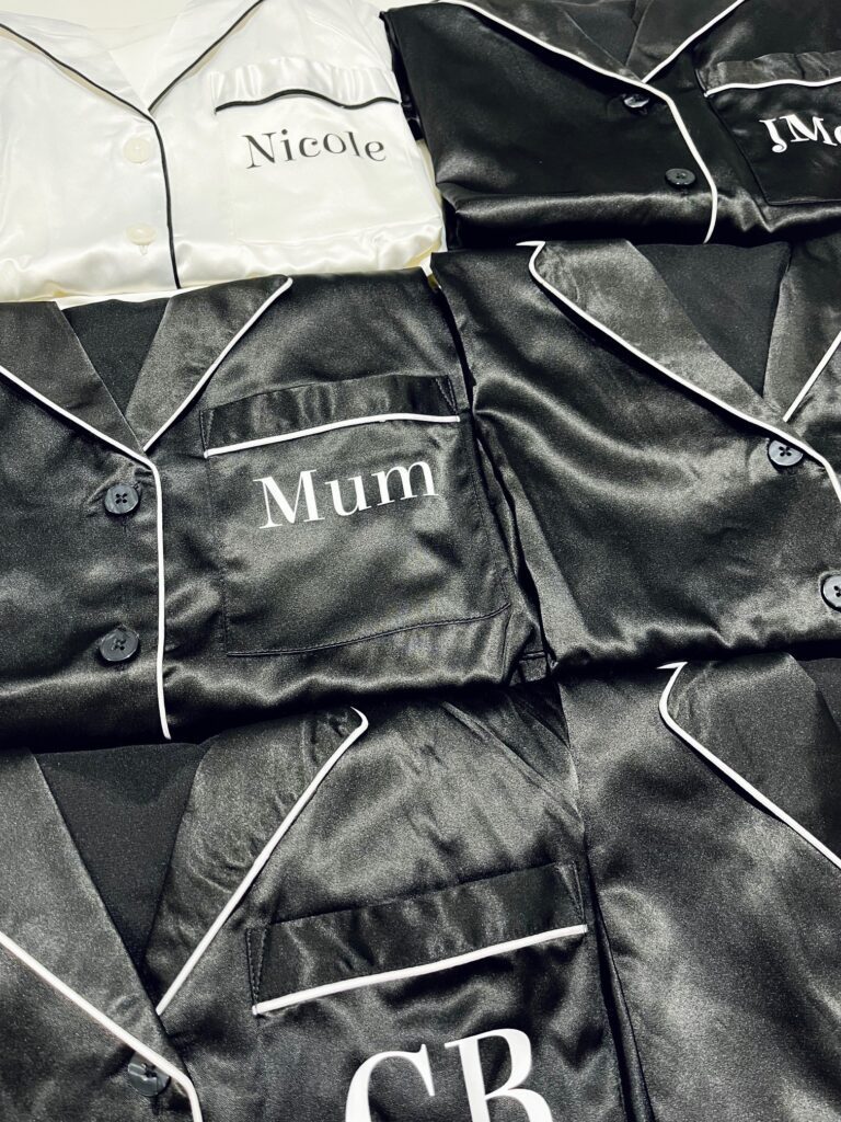Personalised Monogram Satin Long Pyjamas | Bridal & Bridesmaid Nightwear UK